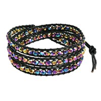Muse Beaded Gemstone Tribal Triple Wrap Leather Bracelet
