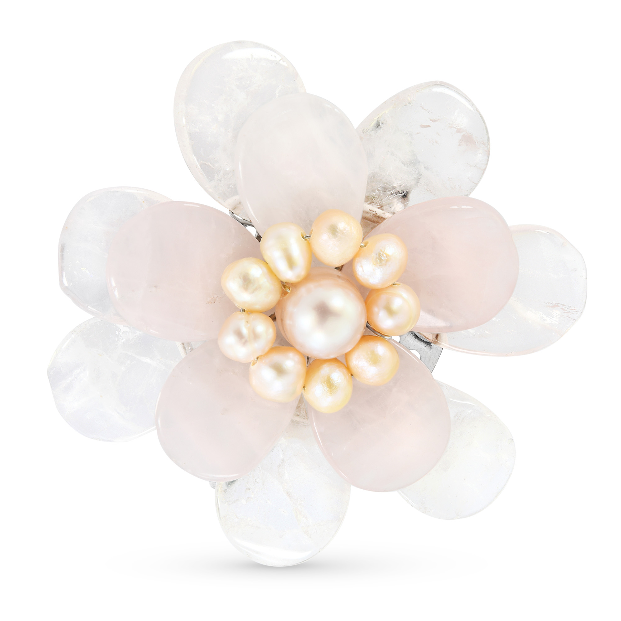 Rose Quartz Stone Azalea Beauty Floral Pin-Brooch