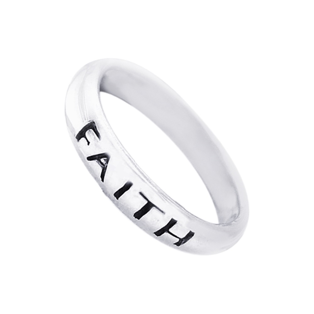 Simple yet Powerful FAITH Inscribed Sterling Silver Ring