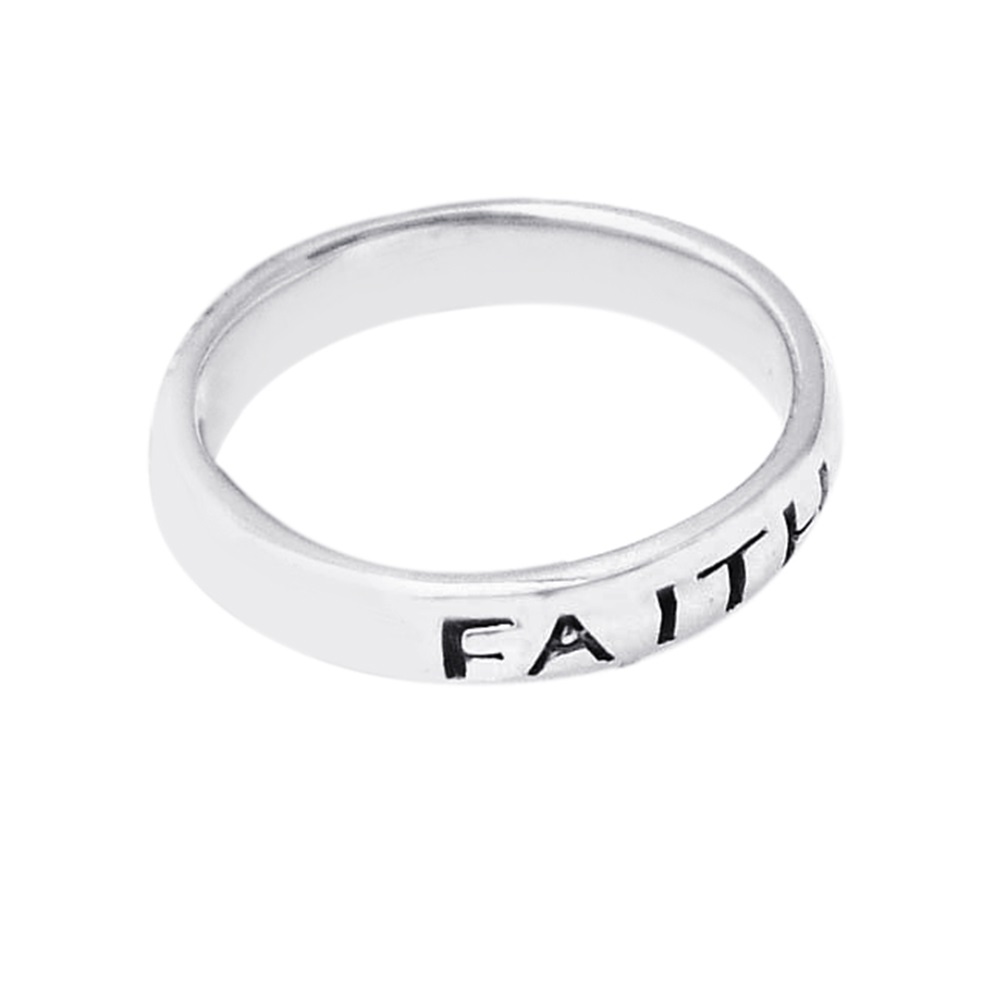 Simple yet Powerful FAITH Inscribed Sterling Silver Ring