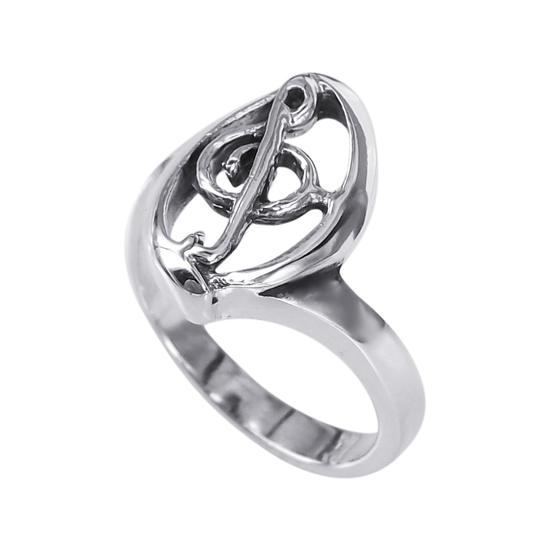 Music Inspired Treble Clef .925 Sterling Silver Ring