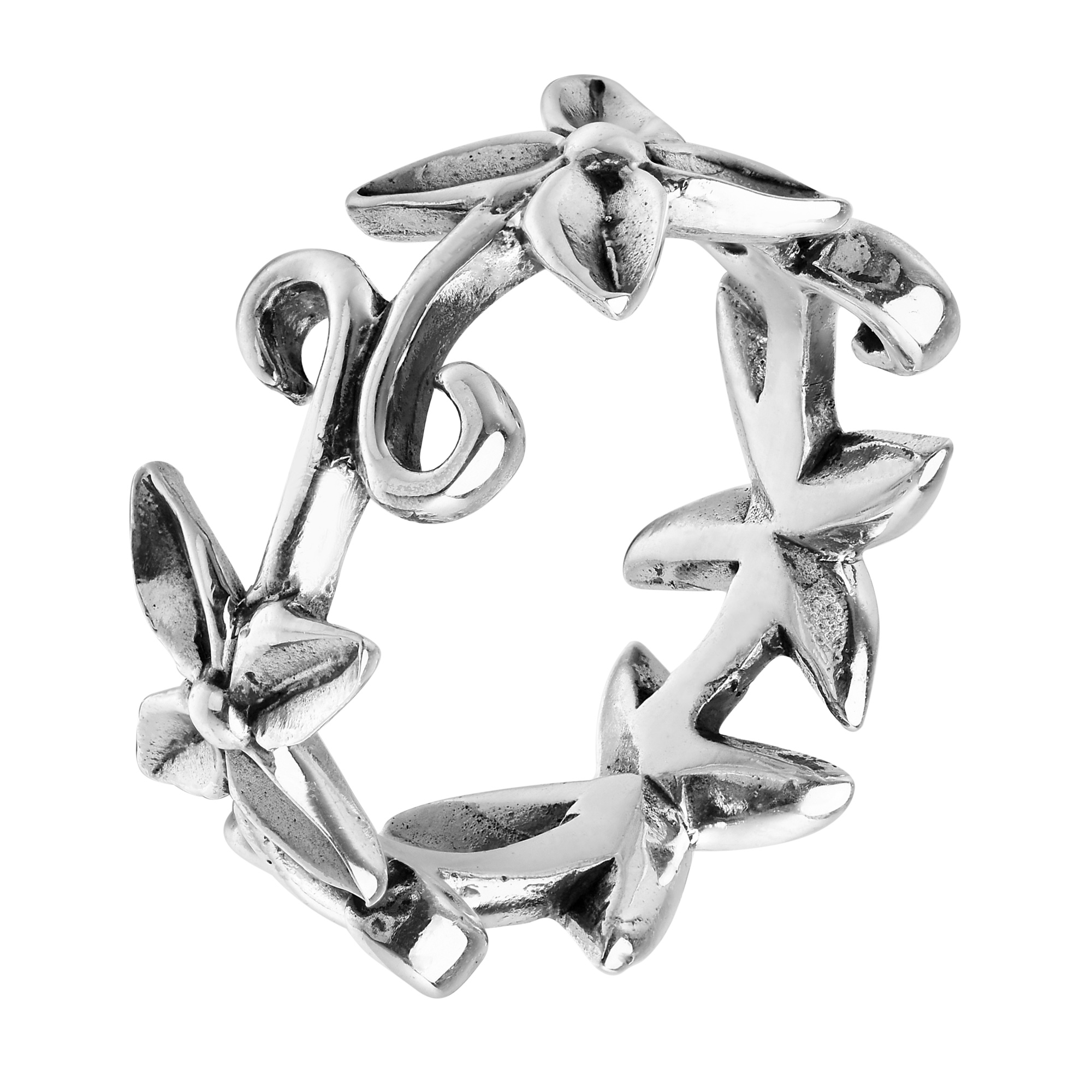 Beautiful Blooming Floral Ivy Wrap Sterling Silver Ring-7